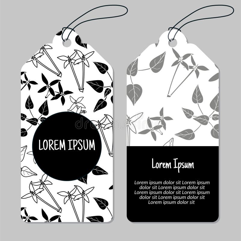 Vector Flowers and Leaves Vertical Round Frame Pattern Tags Set ...