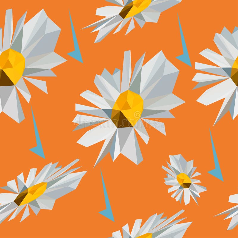 Vector Flowers Seamless Pattern Low Poly Style Stock Illustration ...