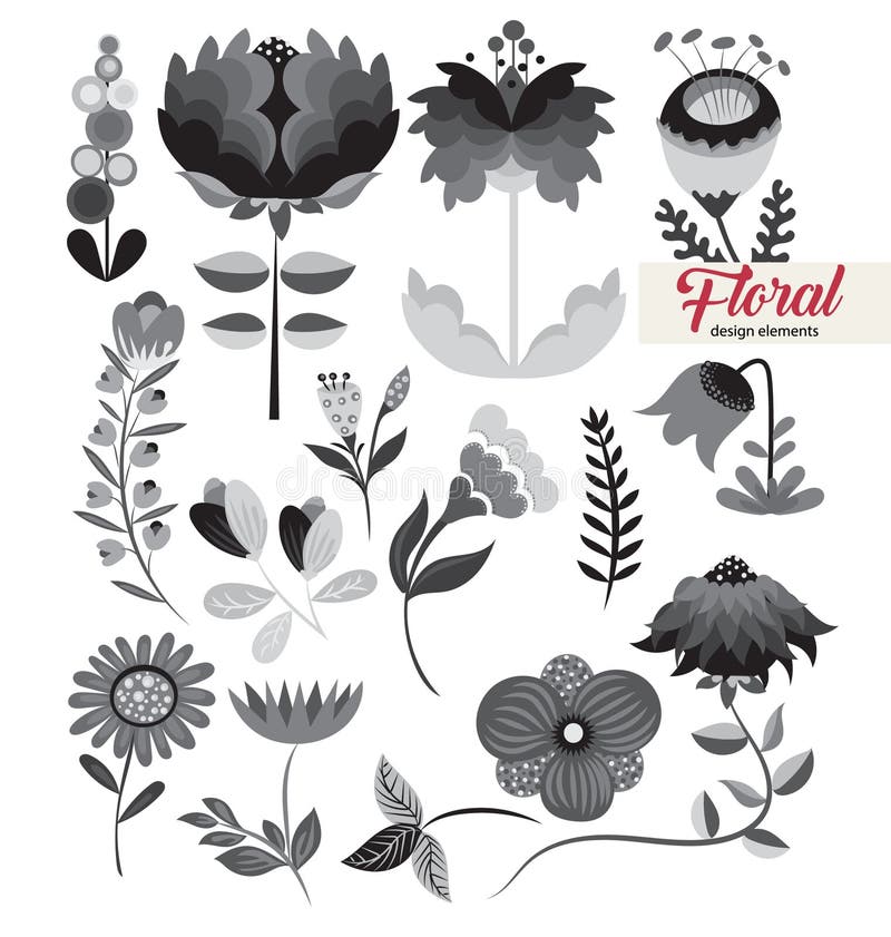 Vector flowers set stock illustration. Illustration of floral - 133378575