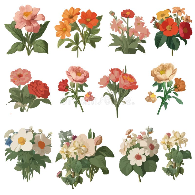 Vector Flowers Stickers Set of Calculations Stock Vector - Illustration ...