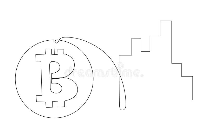 Vector Fluctuation of Bitcoin One Line Drawing, Minimalism Art ...