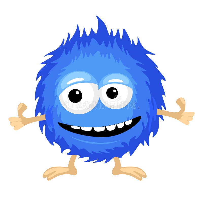 Vector Fluffy Monster is Blue Color. Funny Character Stock Vector ...