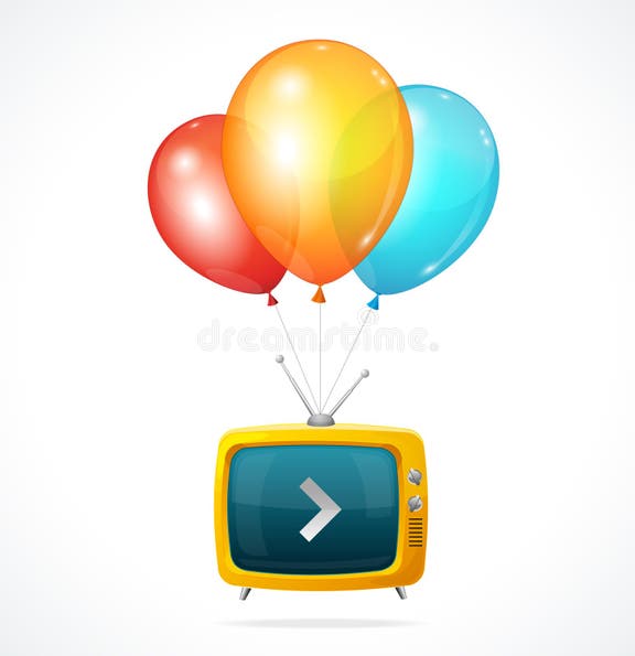 Vector fly Tv and ballons stock vector. Illustration of channel - 42641531