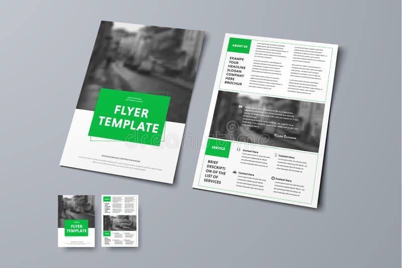 Vector Flyer Design with Rectangular Green Elements and Stroke. Stock ...