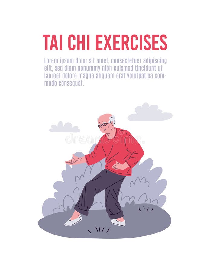 Vector Flyer with an Image of an Elderly Man in the Tai Chi Pose. Stock ...
