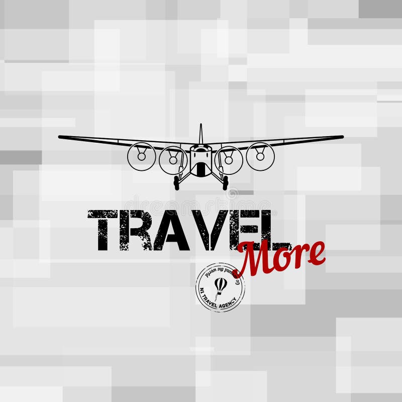 Vector Flying Plane with Travel Text Typographic Stock Vector ...