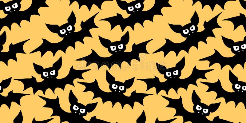 Vector Flying Vampire Bats Seamless Pattern. Halloween Backgrounds and Textures in Flat Cartoon ...