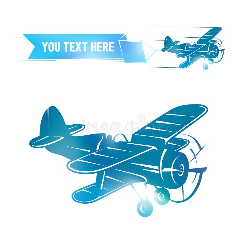 Vector Flying Vintage Color Plane with the Banner. Stock Vector ...