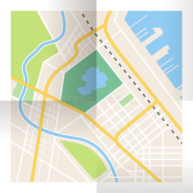 Vector Folded Paper City Map. Top View. Stock Vector - Illustration of ...