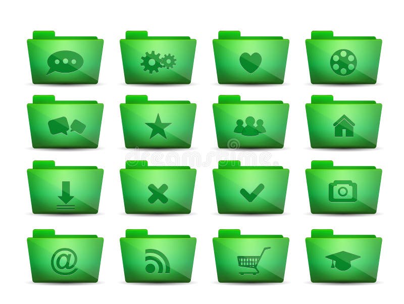Folders with Different Symbols - Document Management Icons Stock Vector ...