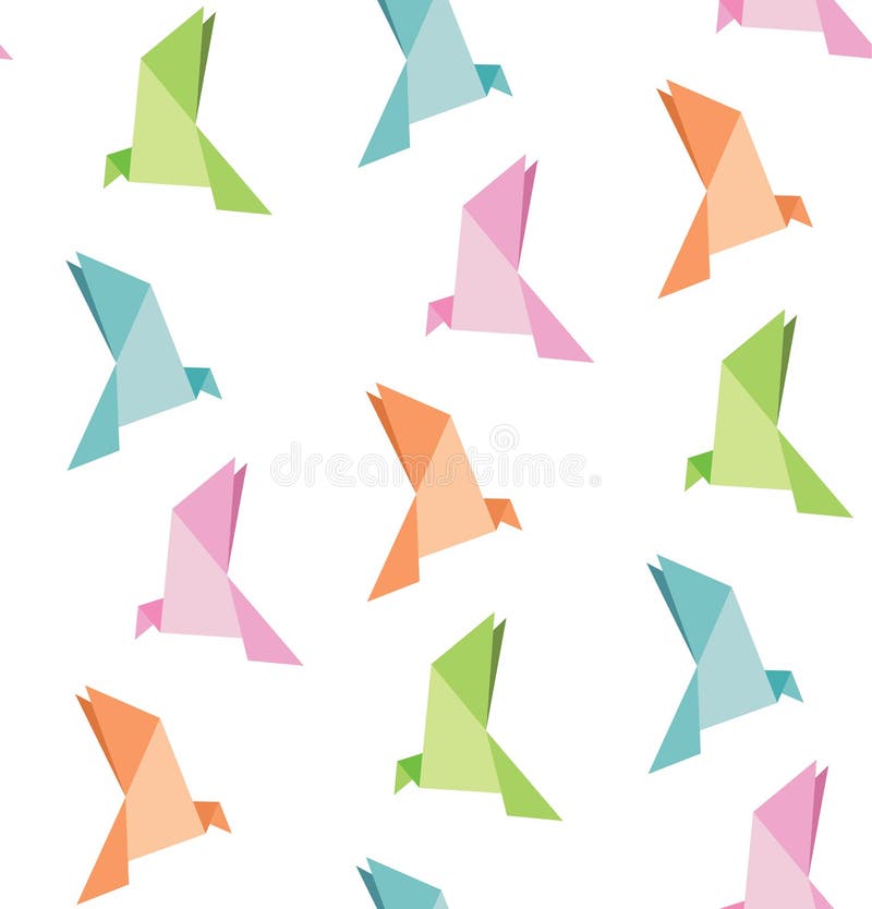 Vector of Folding Paper of Bird, Origami, Seamless Background Stock ...