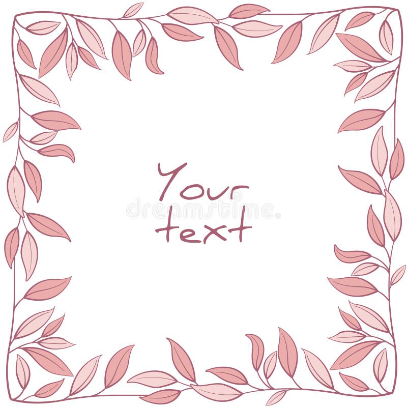 Vector Foliate Frame; Square Frame with Pink Leaves. Stock Vector ...