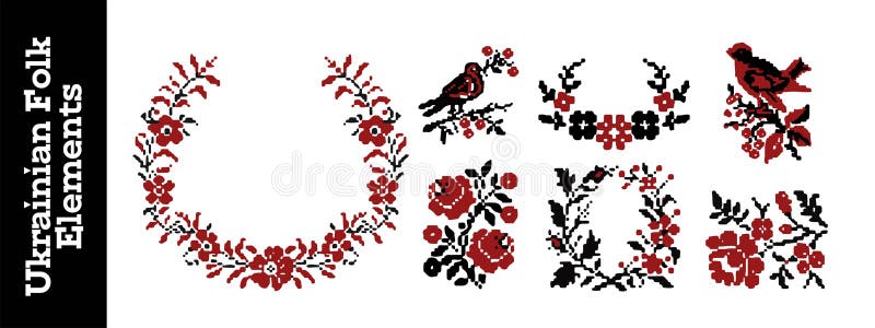 Vector Folk Slavic Pattern Set with Ukrainian Motifs Pattern Pixel ...