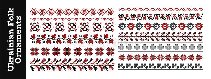 Vector Folk Slavic Pattern Set with Ukrainian Motifs Pattern Pixel ...