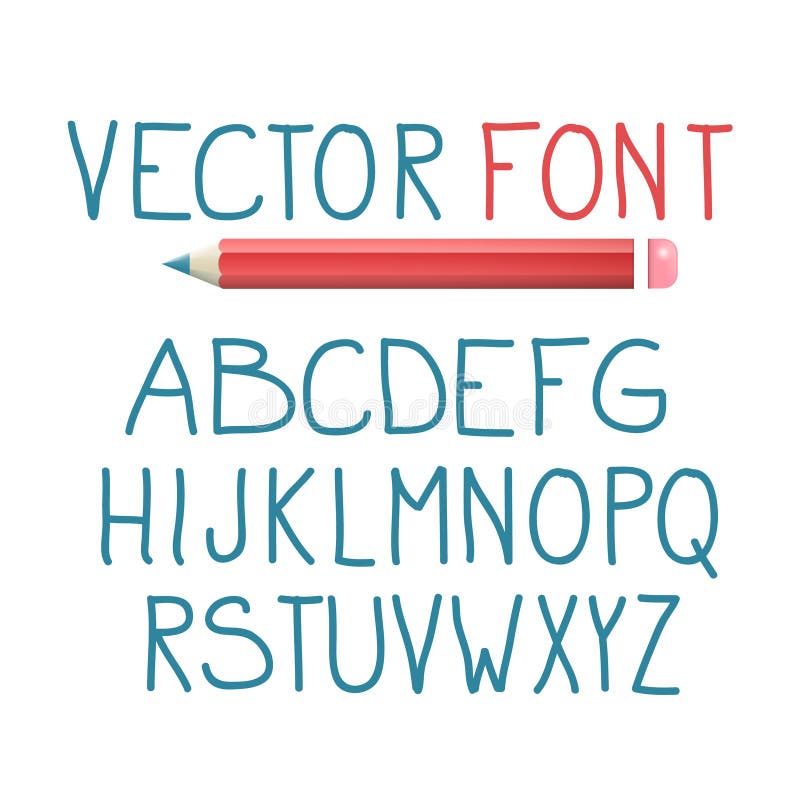 Vector Font with Pencil Alphabet Typography Design Stock Vector ...