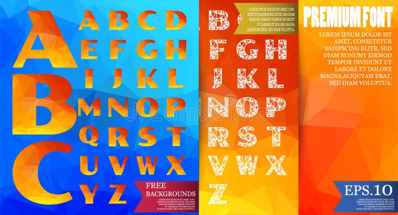 Vector Font Poly and Alphabet Polygonal Three Background. Vector Stock ...