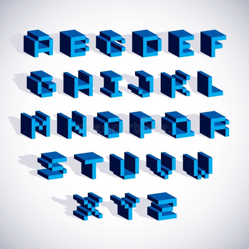Vector Font, Typescript Created in 8 Bit Style. Pixel Art Contemporary ...