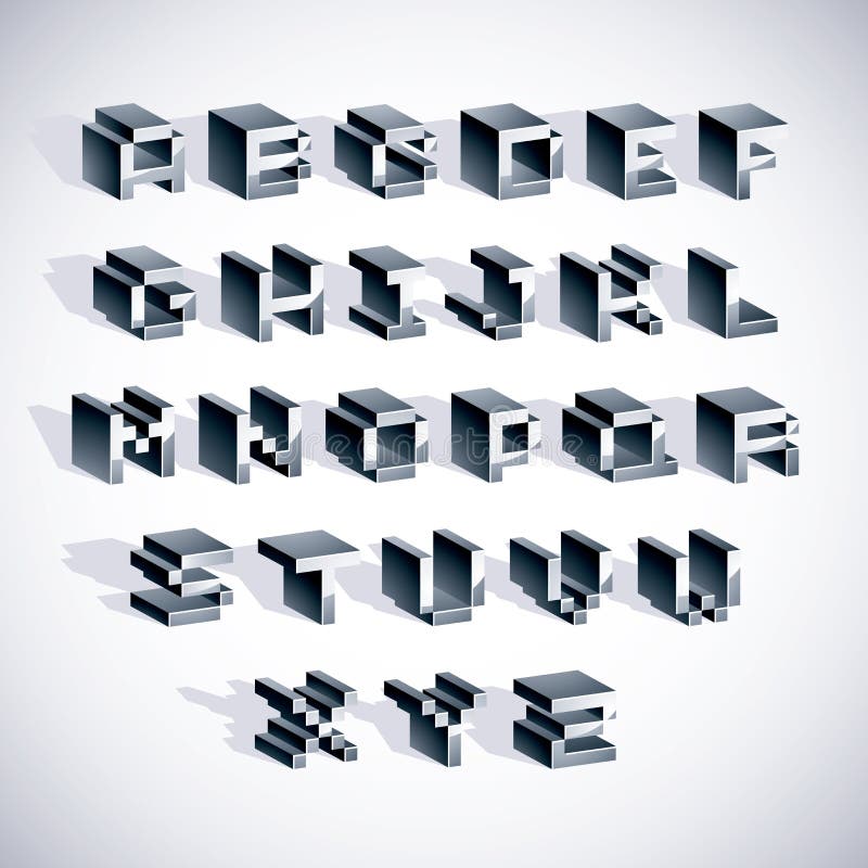 Vector Font, Typescript Created in 8 Bit Style. Pixel Art Contemporary ...