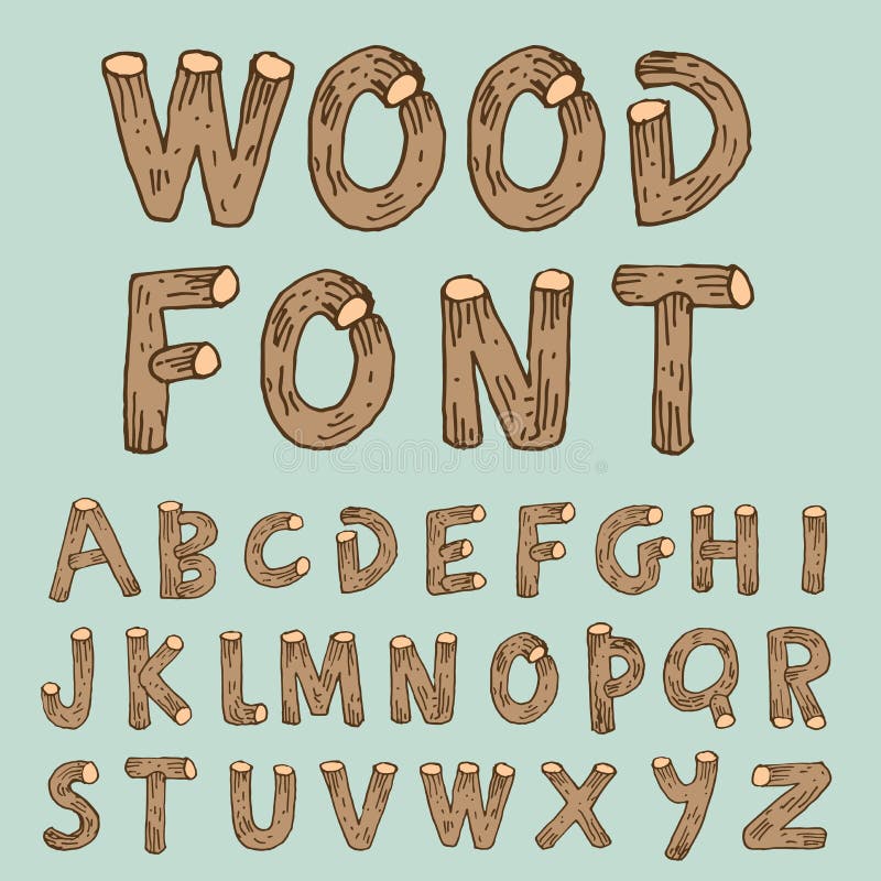 Wood Rustic Font Styles Alphabet