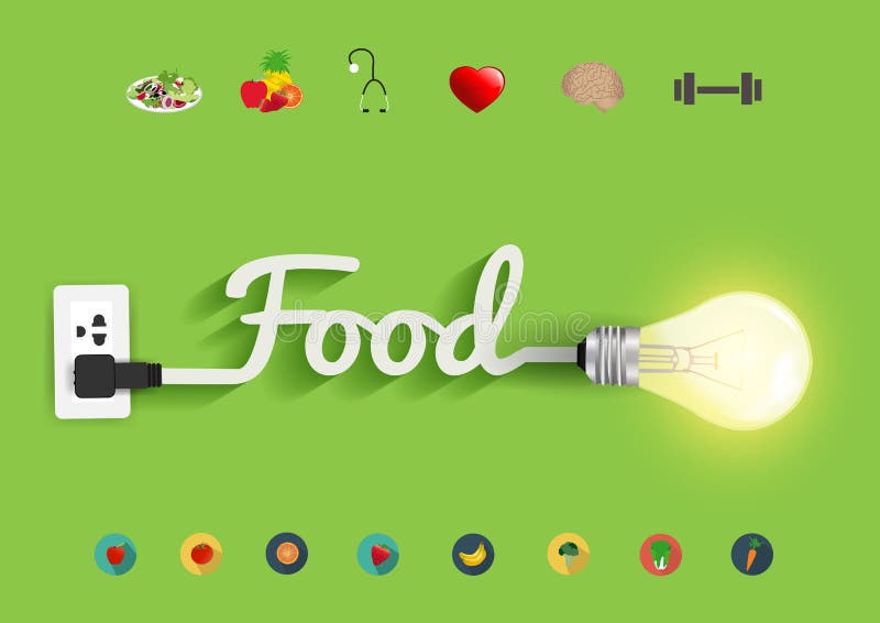 Vector Food Ideas Concept Creative Light Bulb Design Stock Vector ...
