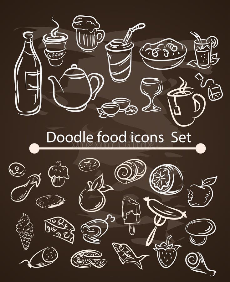 Vector Food Menu Elements on Chalk Board Set Stock Vector ...