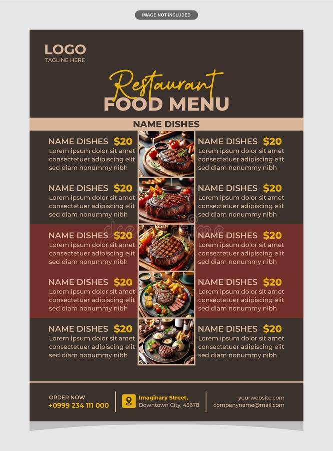 Vector Food Menu Poster with Images Stock Illustration - Illustration ...