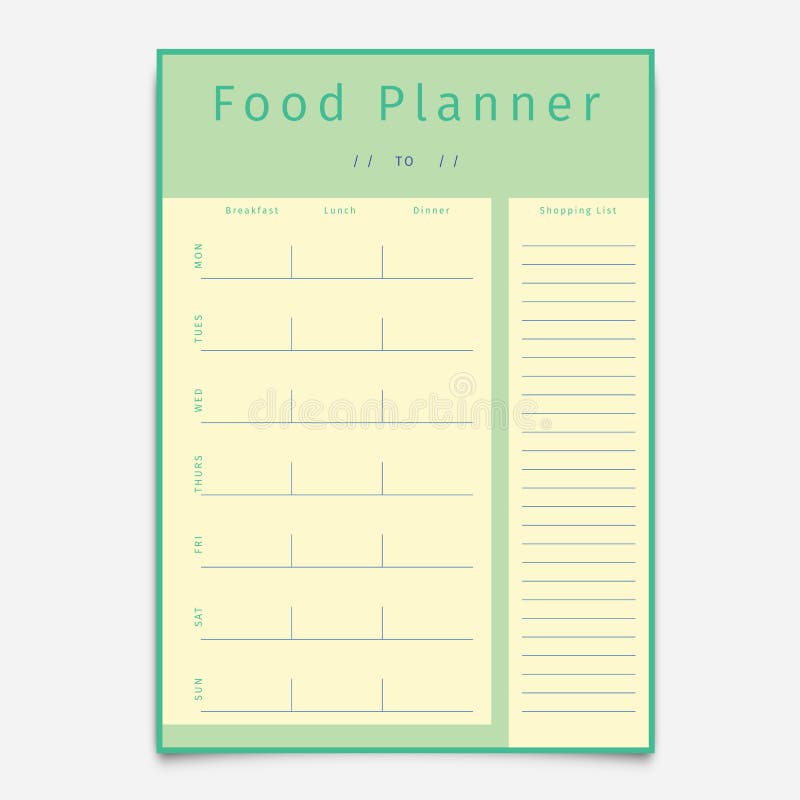 Food planner template stock vector. Illustration of collection - 99449632
