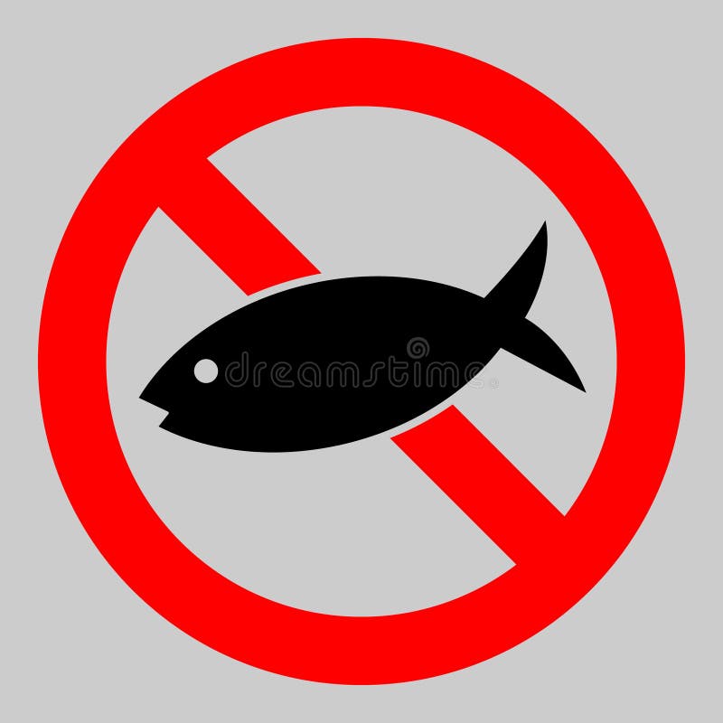 Forbidden Fish Sea Pictogram. Prohibited Fishing Seafood Red Stop ...