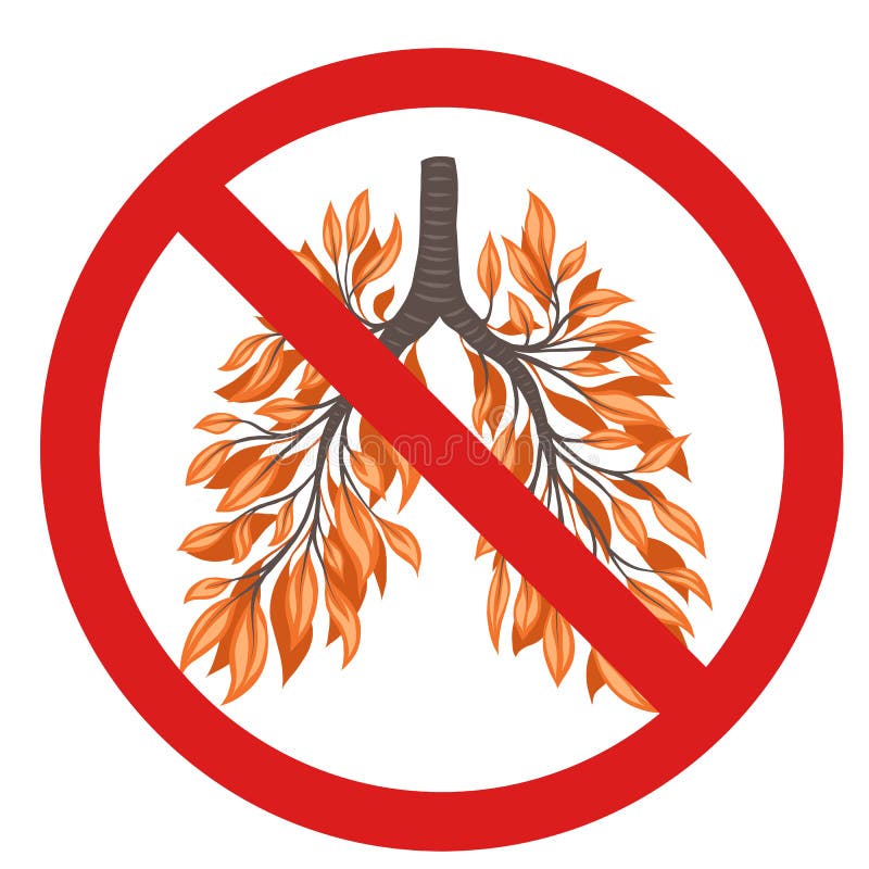 Vector Forbidden Sign with Human Sickness Lungs from Leaves and ...