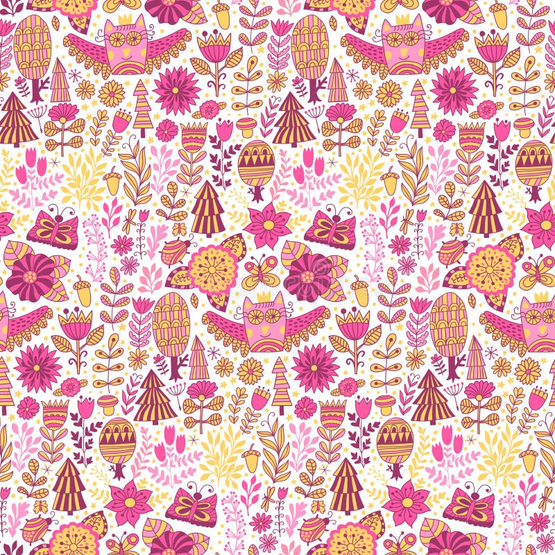 Vector Forest Design, Floral Seamless Pattern Stock Vector ...