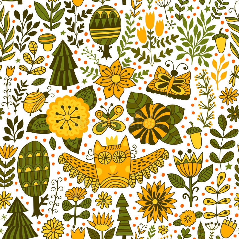 Vector Forest Design, Floral Seamless Pattern Stock Vector ...