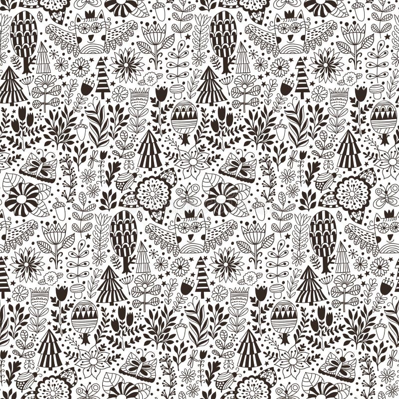 Vector Forest Design, Floral Seamless Pattern Stock Vector ...