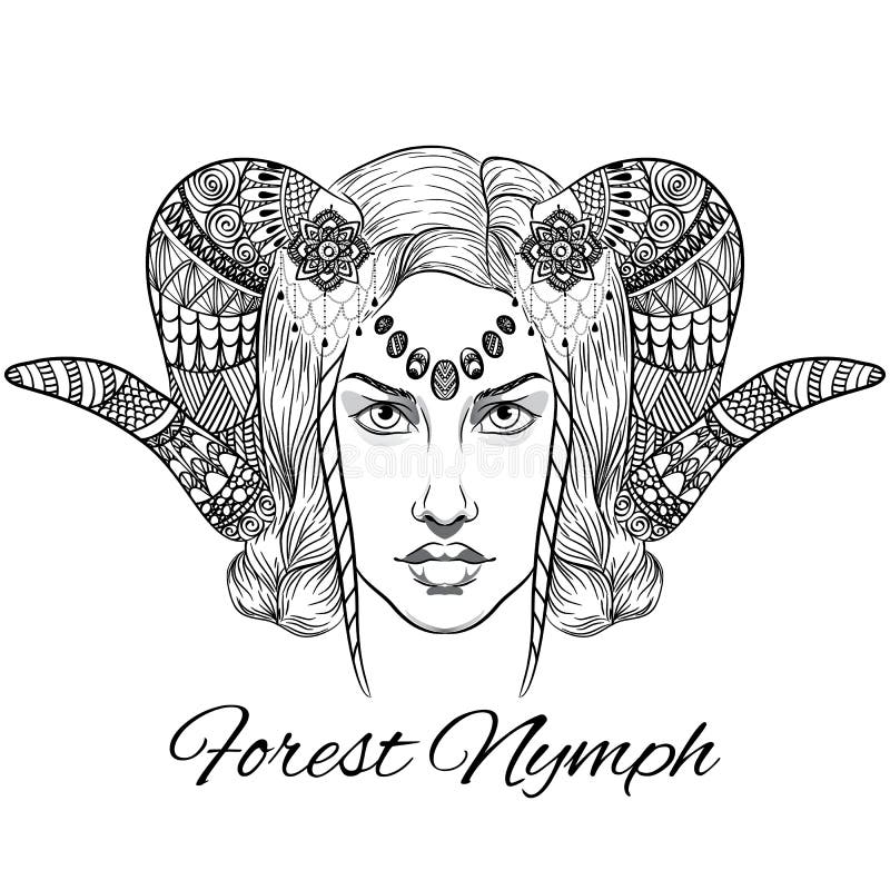 Vector Forest Nymph. Portrait Anti Stress. Stock Vector - Illustration ...