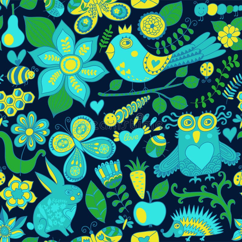 Vector Forest Seamless Pattern. Floral Background Stock Vector ...
