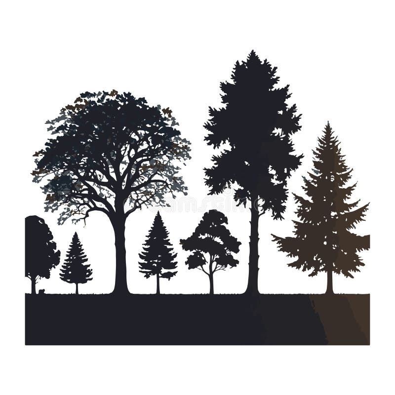 Vector Forest Tree Outlines Stock Illustration - Illustration of form ...