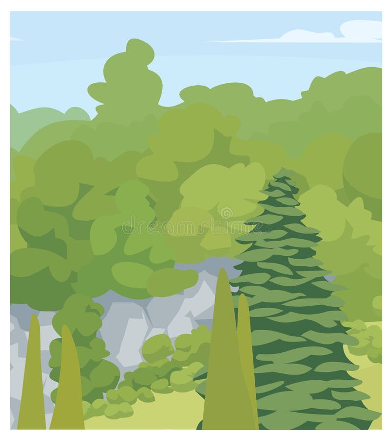 Vector forest. Trees stock illustration. Illustration of backdrop ...