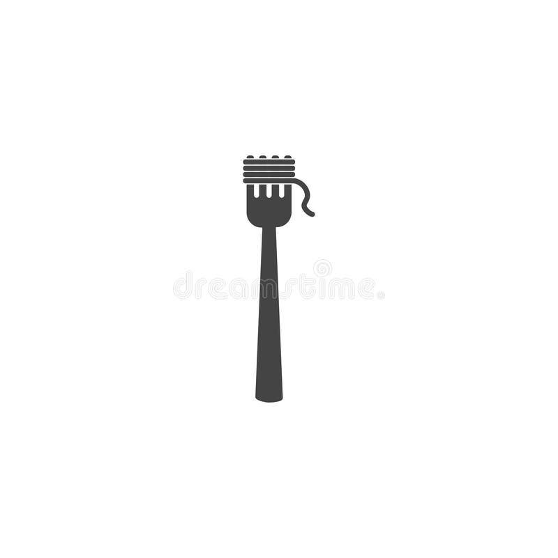 Vector Fork and Spaghetti Icon on Cartoon Style on White Isolated ...