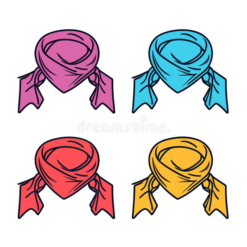 Vector of Four Colorful Scarves on a Clean White Background Stock ...