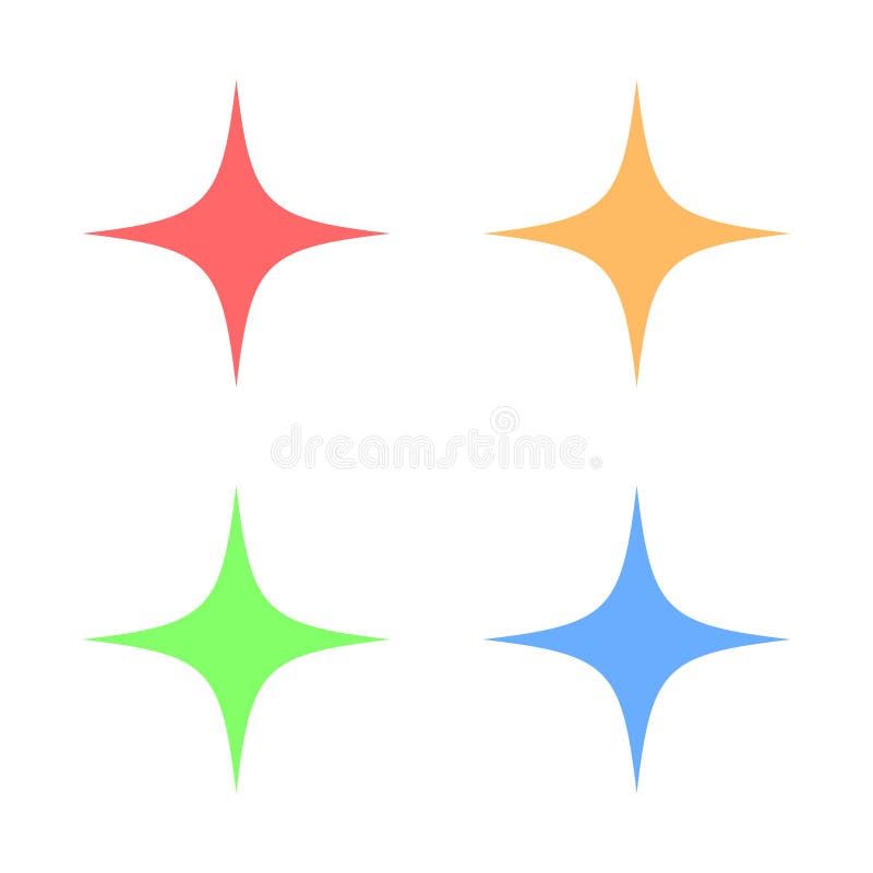 Vector Four Point Star Multiple Colors Stock Vector - Illustration of ...