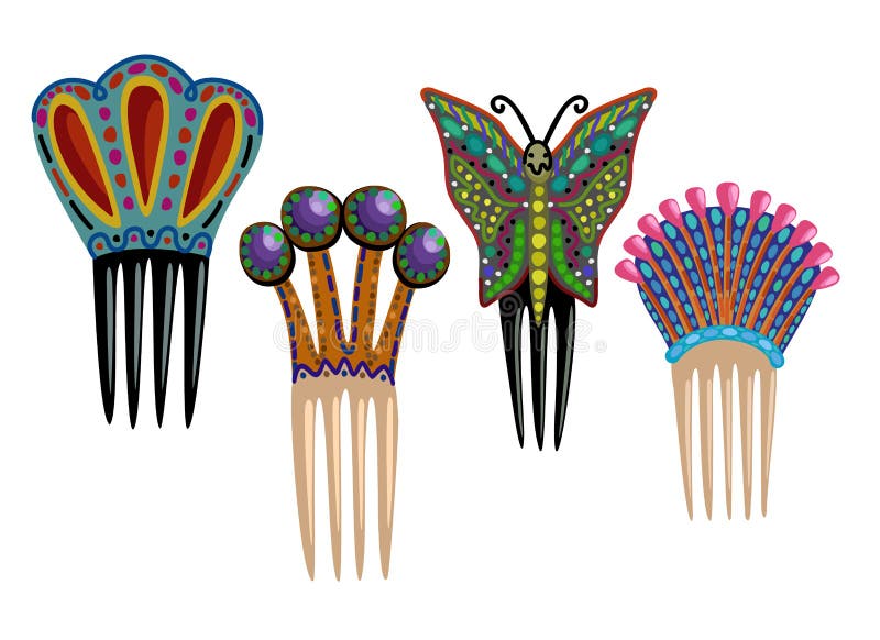 Vector Collection of Beautiful Decorative Combs. Stock Vector ...