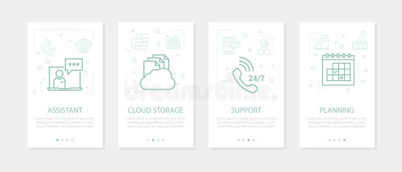 Vector Four Vertical Mobile Banners - Online Support - Assistant Stock ...