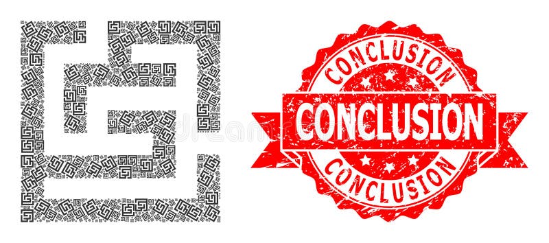 Grunge Conclusion Seal and Recursion Labyrinth Icon Composition Stock ...