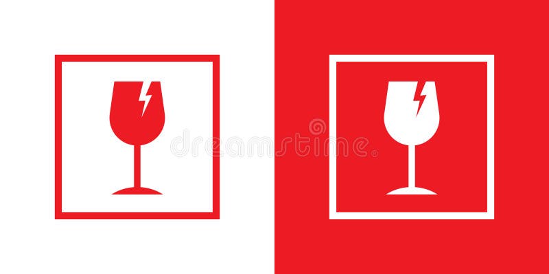 Vector Red and White Fragile Icon Symbols for Packaging Stock Vector ...