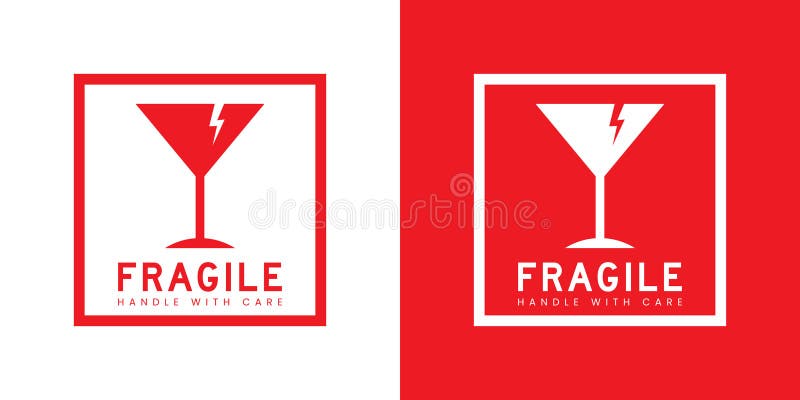 Vector Red and White Fragile Icon Symbols for Packaging Stock Vector ...