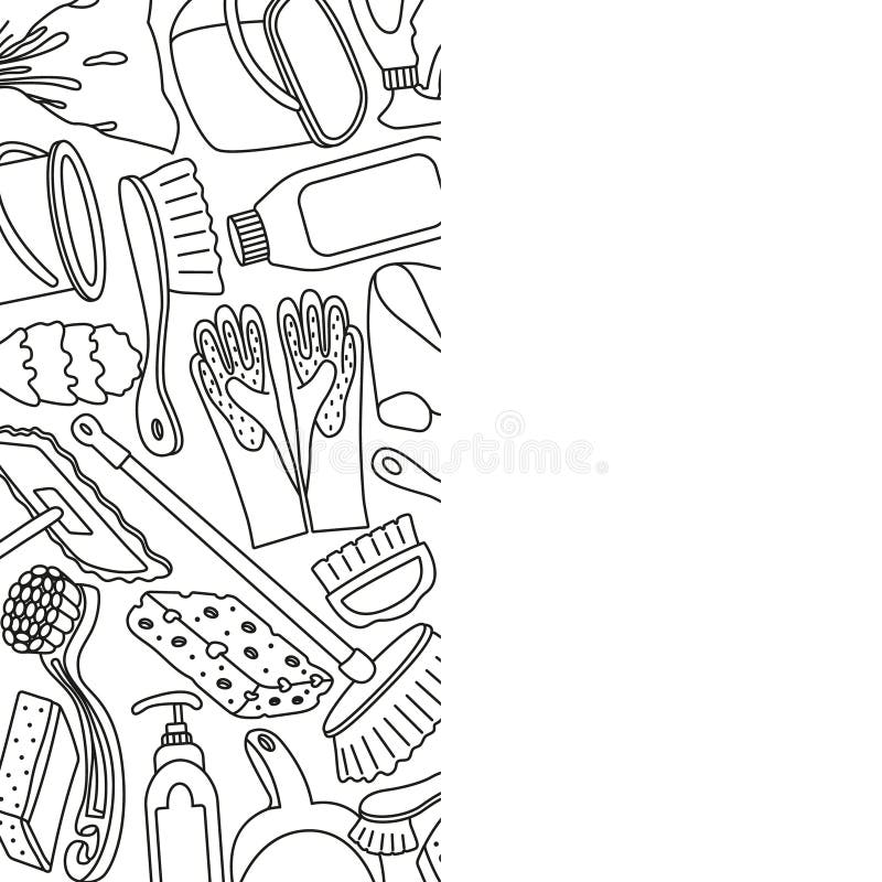 Vector Frame with Attributes for Cleaning and Tidying the House and ...