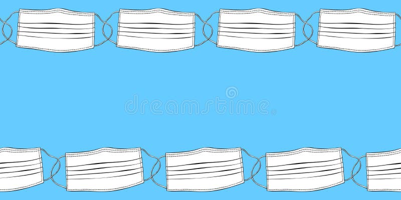 Vector Frame, Backdrop with Medical Face Masks in Doodle Style ...