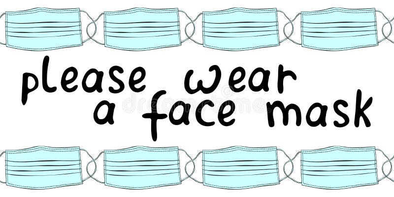 Vector Frame, Backdrop with Medical Face Masks in Doodle Style with ...