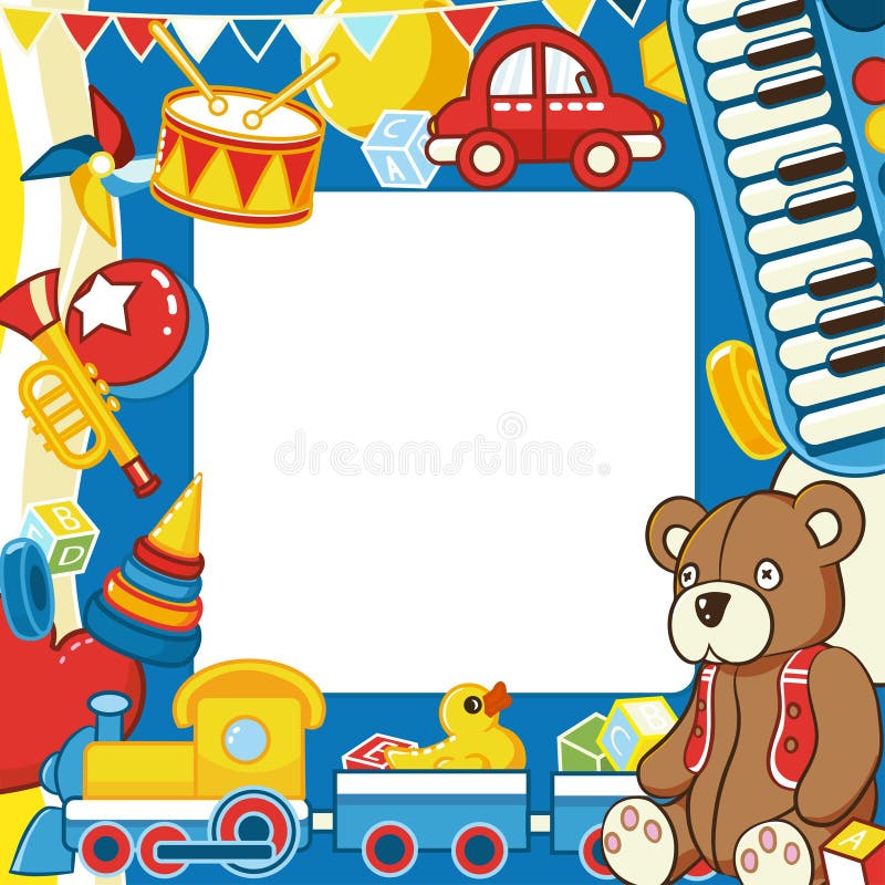 Frame with toys stock vector. Illustration of ball, design - 116404983
