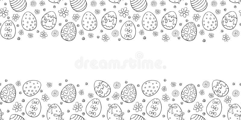 Vector Frame, Borders with Outline Ornamental Easter Eggs, Flowers ...
