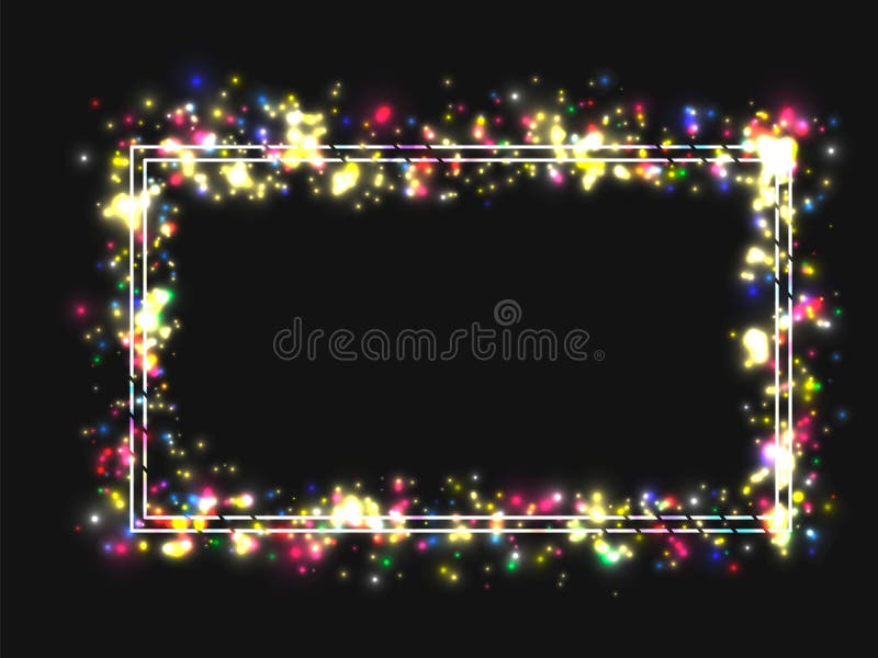 Vector Frame in a Frame of Bright Colored Lights. on Black Background ...
